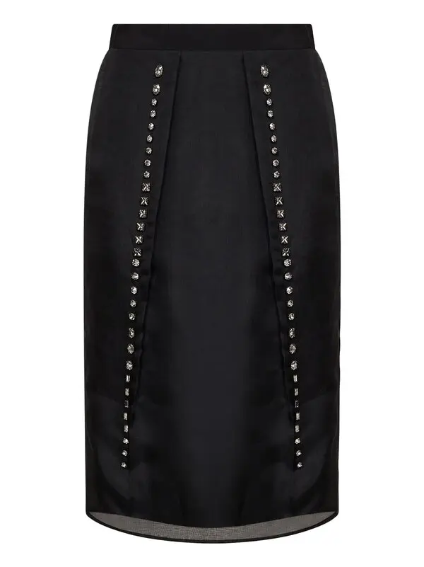 Stella McCartney Black Crystal-embellished Silk Organza Midi Skirt - Multicolor