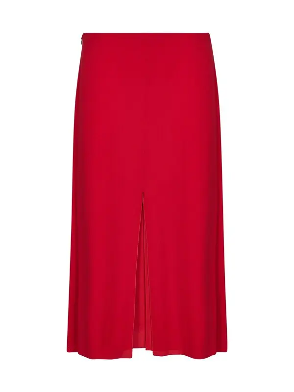 Valentino Garavani Red Silk Georgette Flared Midi Skirt - Multicolor