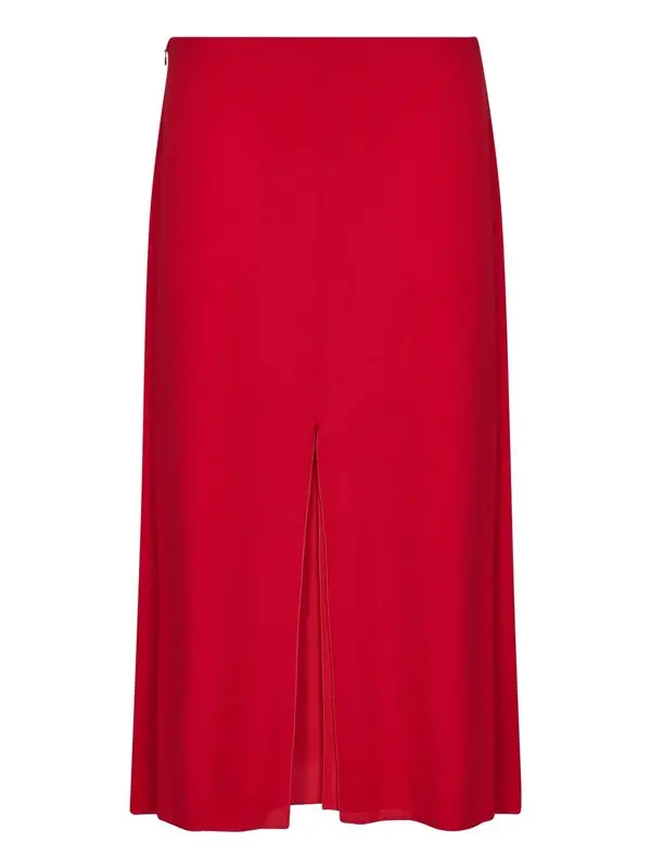 Valentino Garavani Red Silk Georgette Flared Midi Skirt - Multicolor