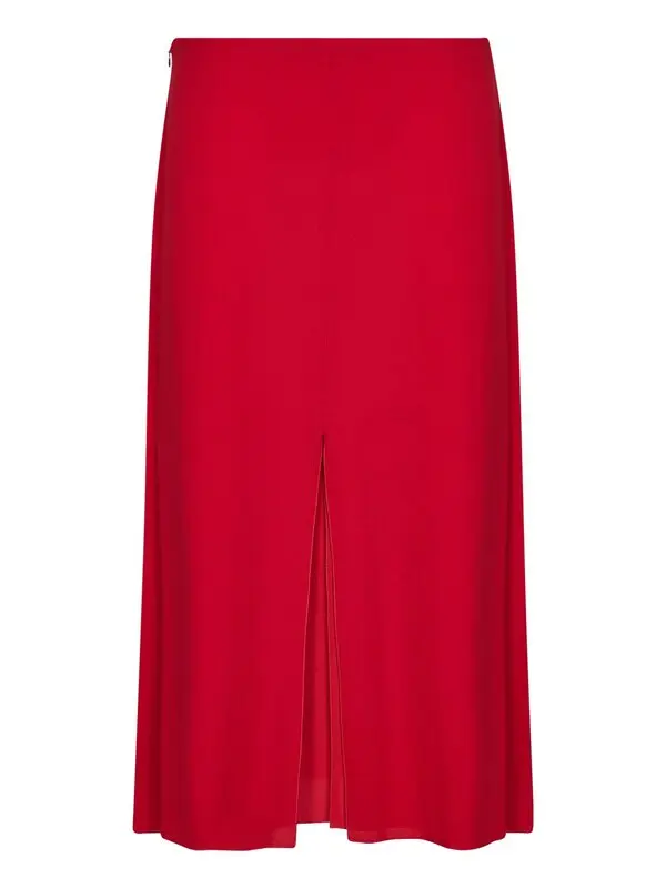 Valentino Garavani Red Silk Georgette Flared Midi Skirt - Multicolor