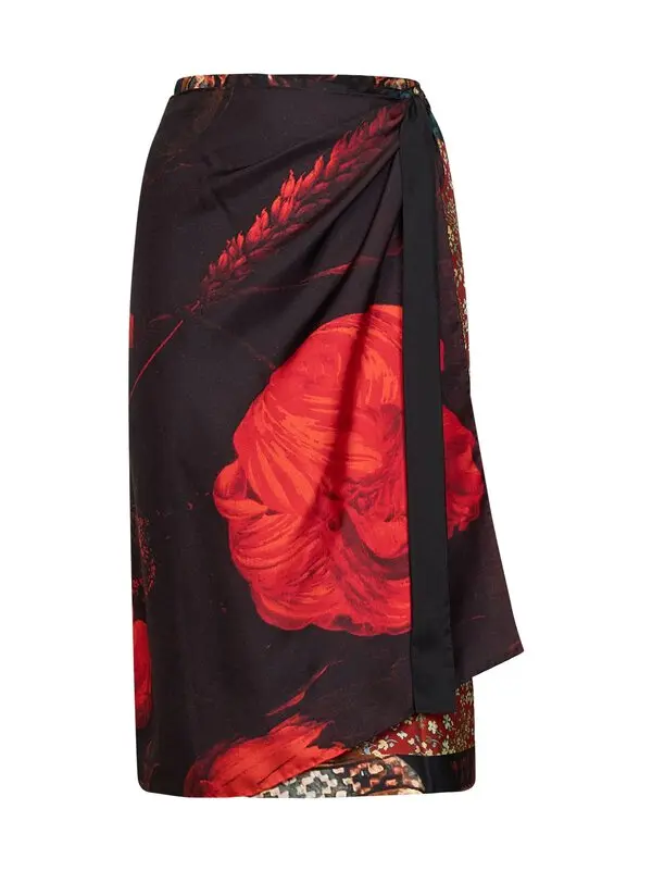 Dries Van Noten Flemish Painting-print Silk Scarfy Scarf-style Midi Skirt - Multicolor