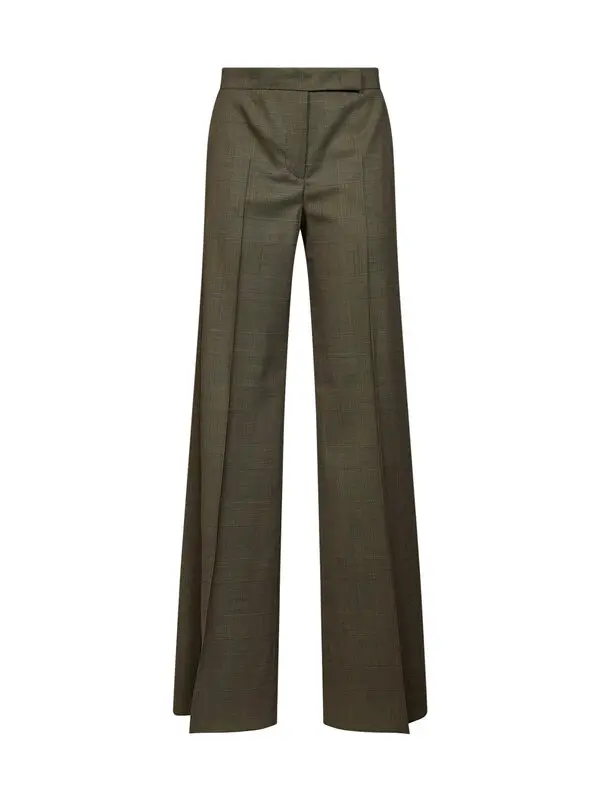 Max Mara Khaki Green Glen Plaid Wool Mxmnetto Trousers - Multicolor