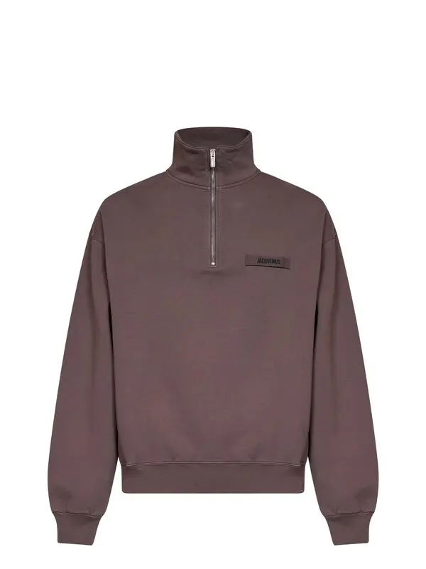 Jacquemus Brown The Gros Grain Zipped-rollneck Sweatshirt - Multicolor