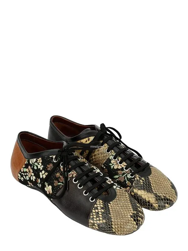 Dries Van Noten Ballerina Patchwork Leather Sneakers - Forest