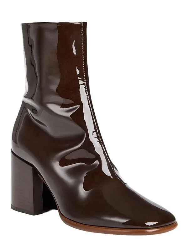 Dries Van Noten Patent Leather Ankle Boots - Olive