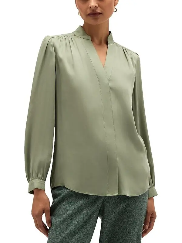 HOBBS LONDON Gwen Satin Blouse - Cool Sage
