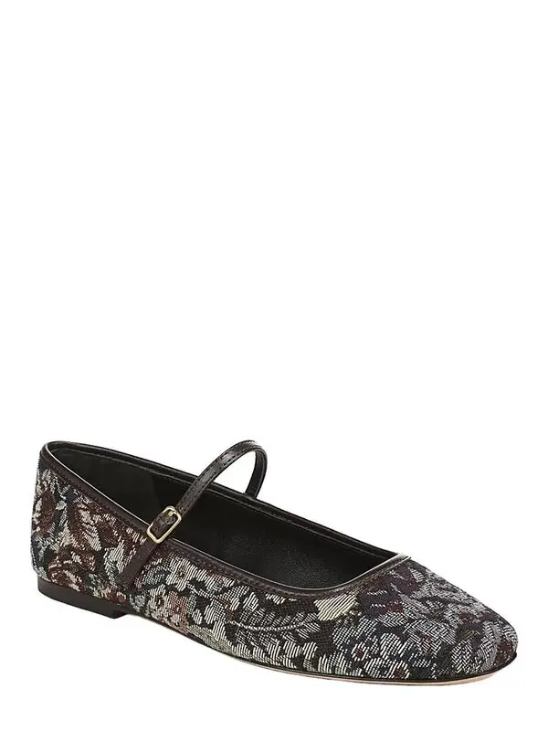 Veronica Beard Ellie Velvet Mary Jane Flats - Espresso Multi