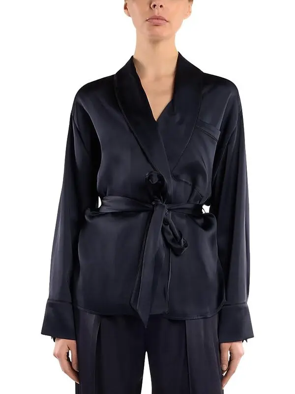 Victoria Beckham Alba Belted Blouse - Midnight