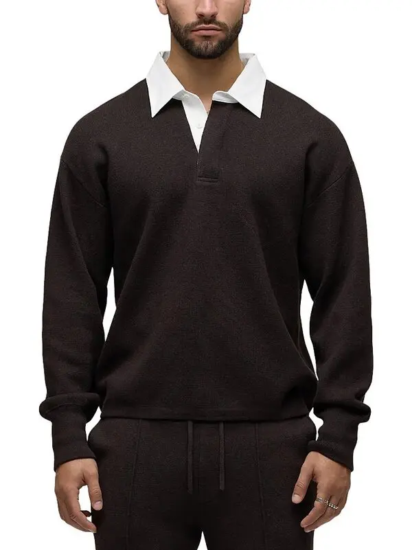 Hudson Jeans Contrast Collar Cotton Blend Polo Shirt - Motor