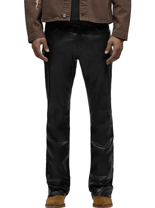 Hudson Jeans Walker Kick Flare Leather Pants - Black