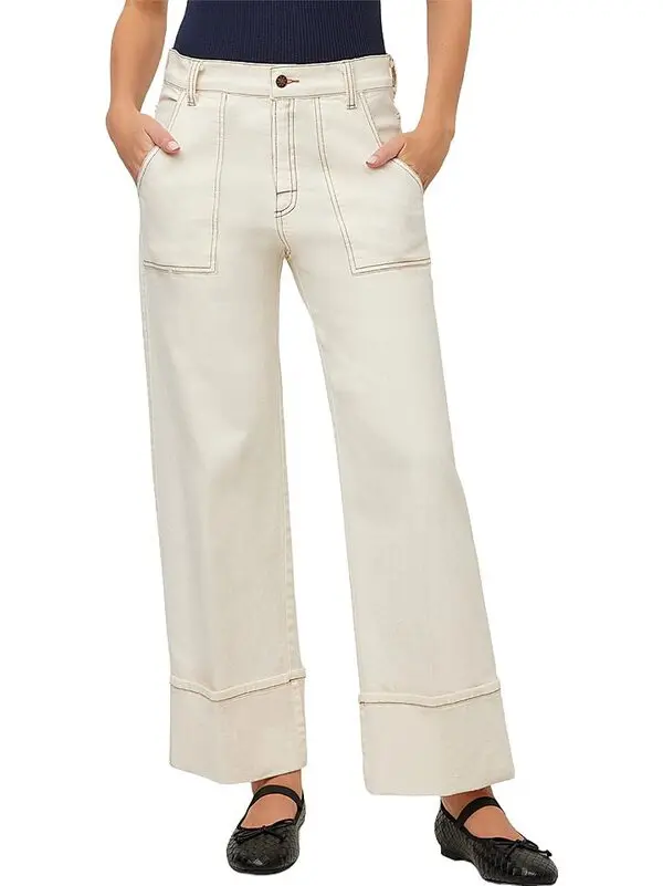 Fifteen Twenty Tracey Cotton Blend Patch Pocket Cuffed Jeans - Natural