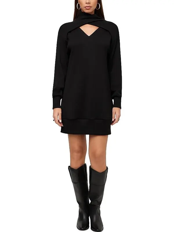 Fifteen Twenty Claylee Crossover Turtleneck Dress - Black