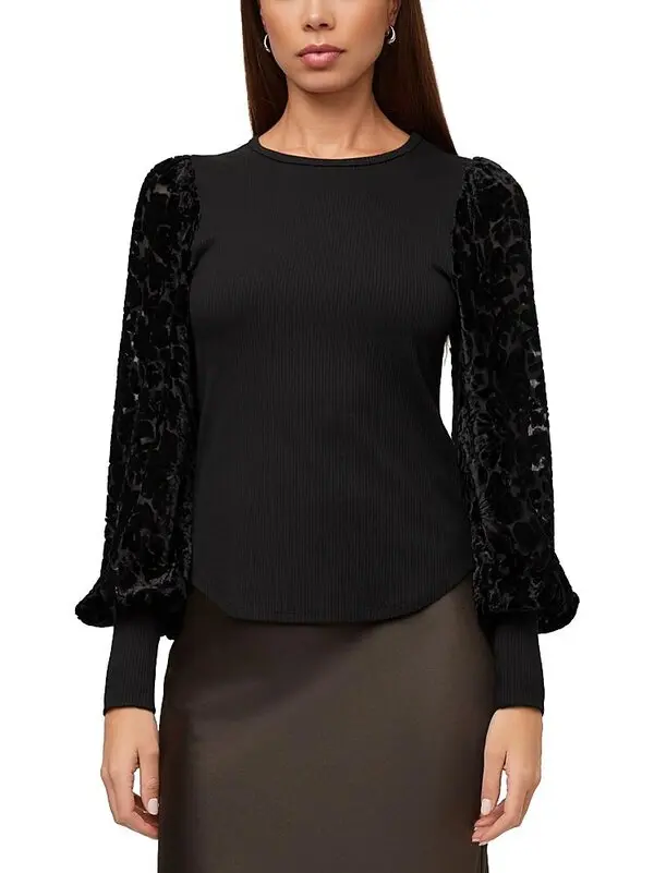 Fifteen Twenty Kaya Contrast Bishop Sleeve Top - Black