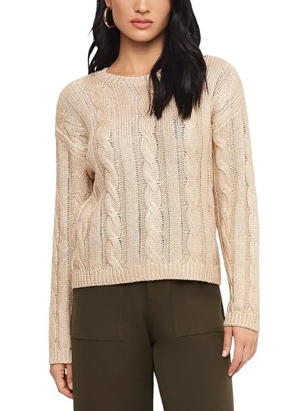 Fifteen Twenty Levie Cotton Cable Knit Sweater - Gold