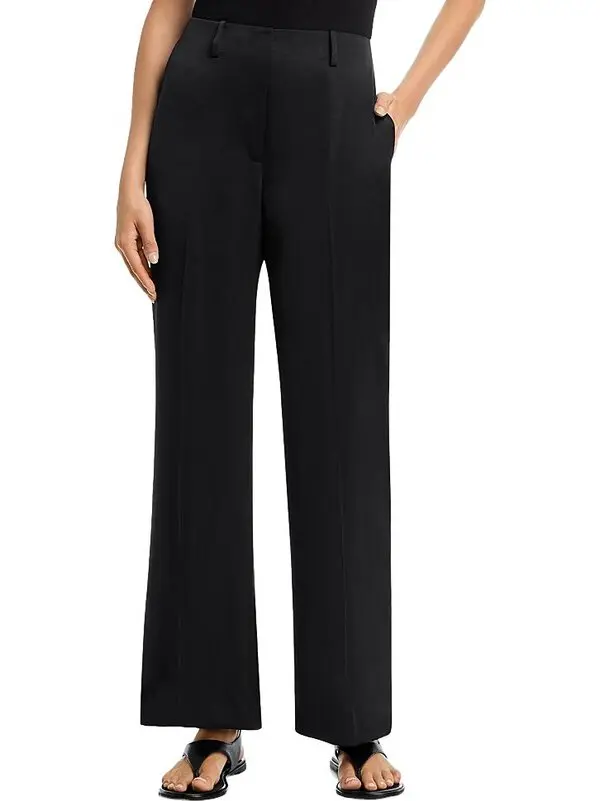 Theory Mid Rise Satin Pants - Black