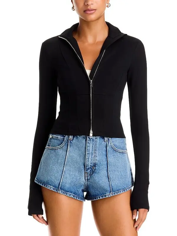 GUIZIO Eloise Zip Front Jacket - Black