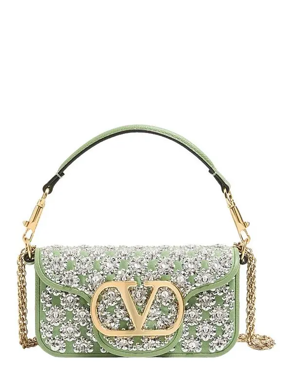 Valentino Garavani Small Sequin Flower Shoulder Bag - Crystal
