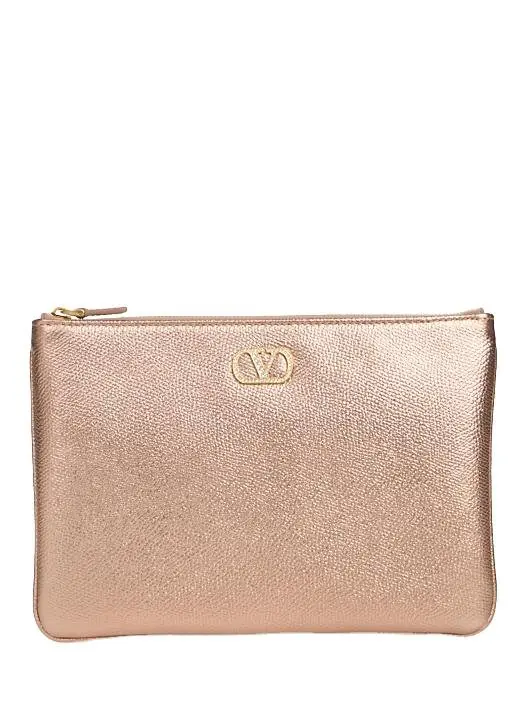 Valentino Garavani Vlogo Medium Leather Pouch - Rose
