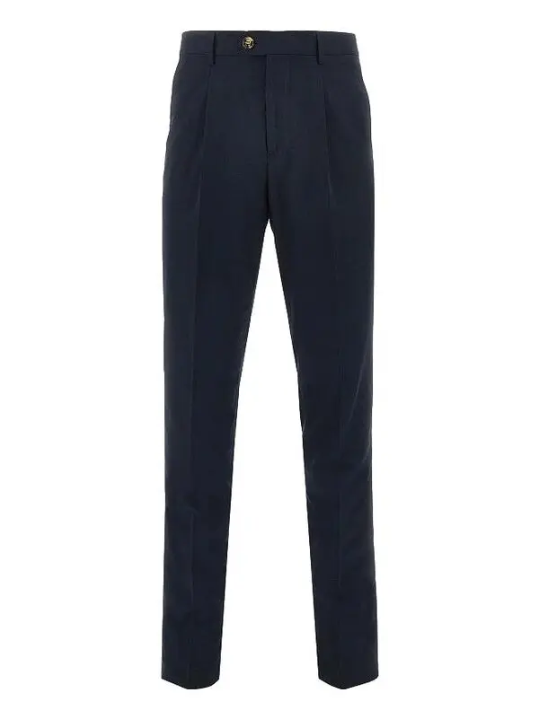 Brunello Cucinelli Cotton Pants With Dart - Blue