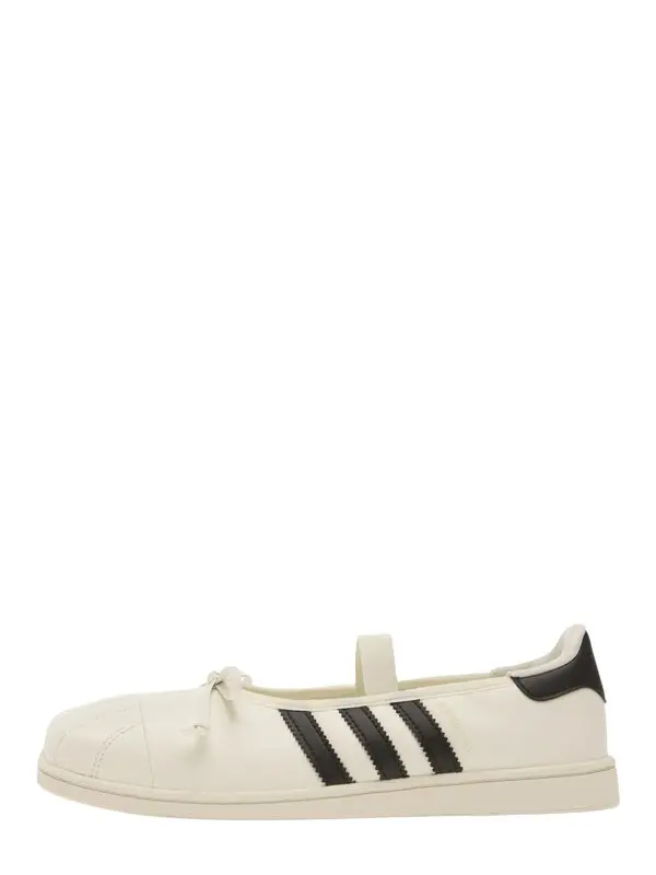 Adidas Ballet Square Toe Leather Flats - White/black