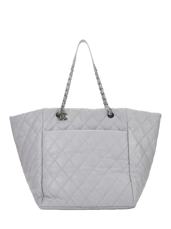 Chanel Quilted Lambskin Shopping Tote - Grey