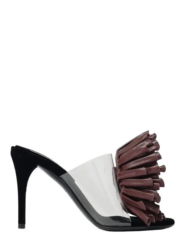ALAIA Alaia Black Suede Heeled Sandals With Burgundy Embellishment - Red