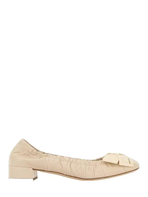 Prada Gathered Leather Ballerina - Cream