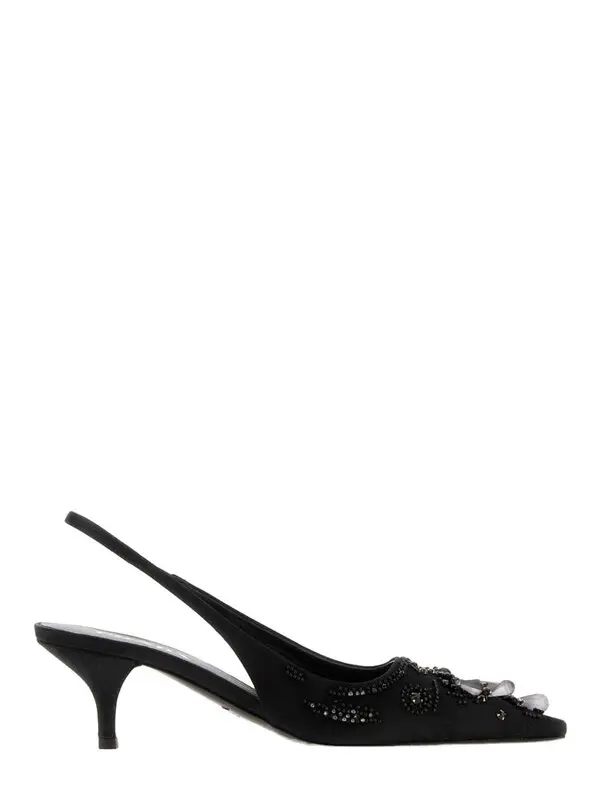 Prada Embellished Slingback High Heel Shoes - Black