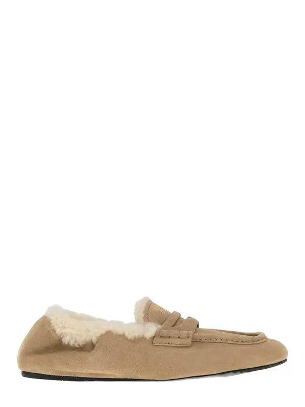 Miu Miu Suede Shearling Loafers - Cream
