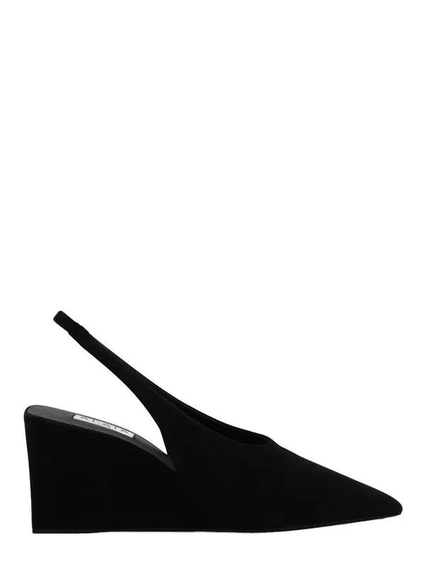 ALAIA Cube Suede Wedge Slingbacks - Black