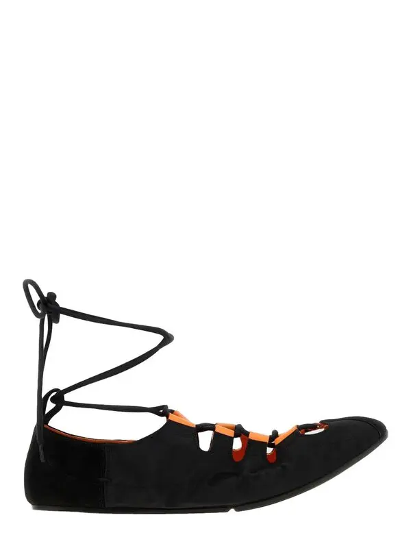 Alaïa Lace-up Ballerina Flats - Black