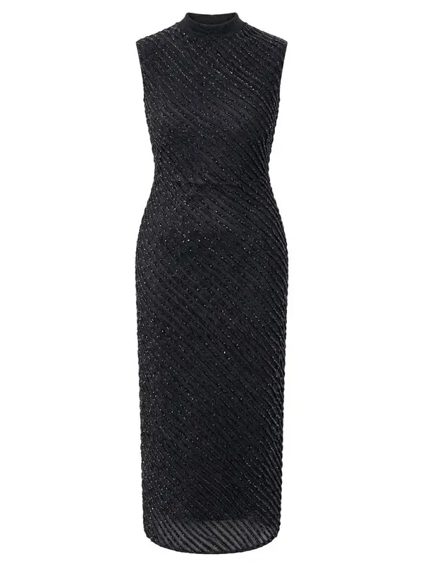 GIRL IN MIND Sleeveless High Neck Midi Dress - Brown