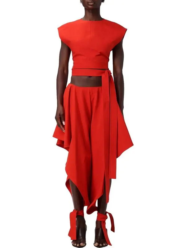 ALAIA Alaia Cropped Cotton Top With Wrap Detail - Orange