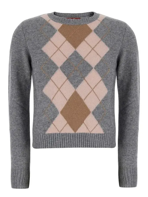 Max Mara Argyle Patterned Pullover Sweater - Gray