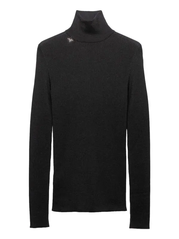 Prada Ribbed Wool Turtleneck Sweater - Black