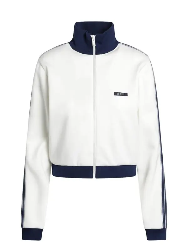 Prada Cropped Technical Fabric Zip-up Sweatshirt - Multicolor