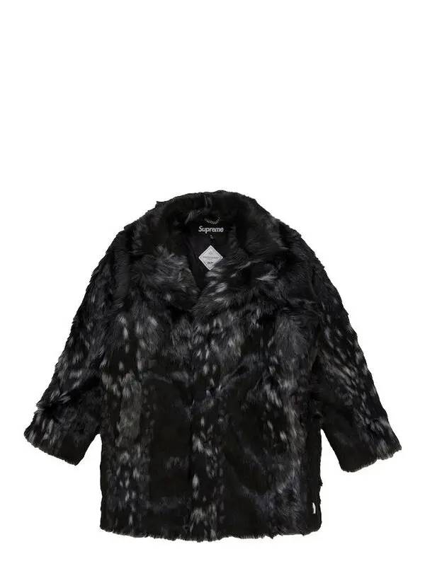 Supreme Lynx Faux Fur Windstopper Overcoat - Black