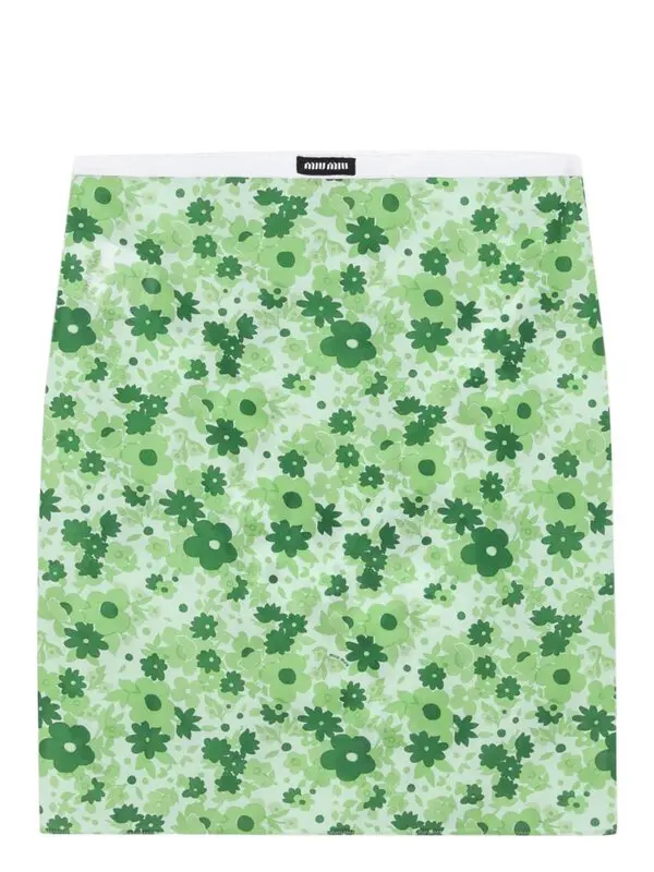Miu Miu Floral Pencil Skirt - Green