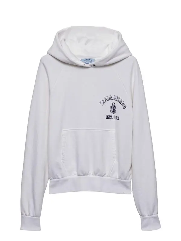 Prada Embroidered Logo Hoodie - White