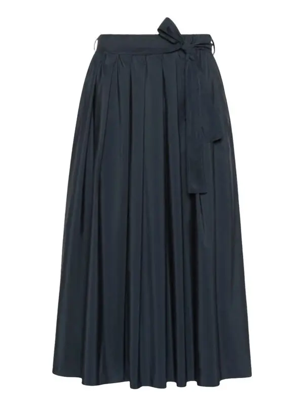 Max Mara Pleated Midi Skirt With Tie Detail - Blue