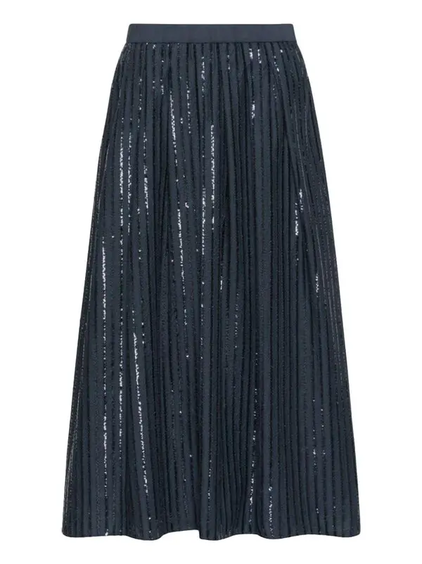 Max Mara Sequined Pleated Midi Skirt - Blue