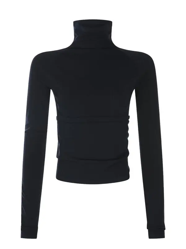 Alaïa Long Sleeve Turtleneck Top - Black