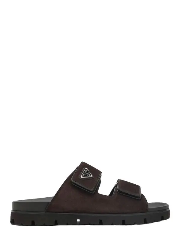 Prada Suede Strap Sandals - Brown