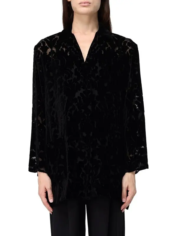 Gucci Silk Blend Shirt With Classic Collar And Concealed Placket - Black