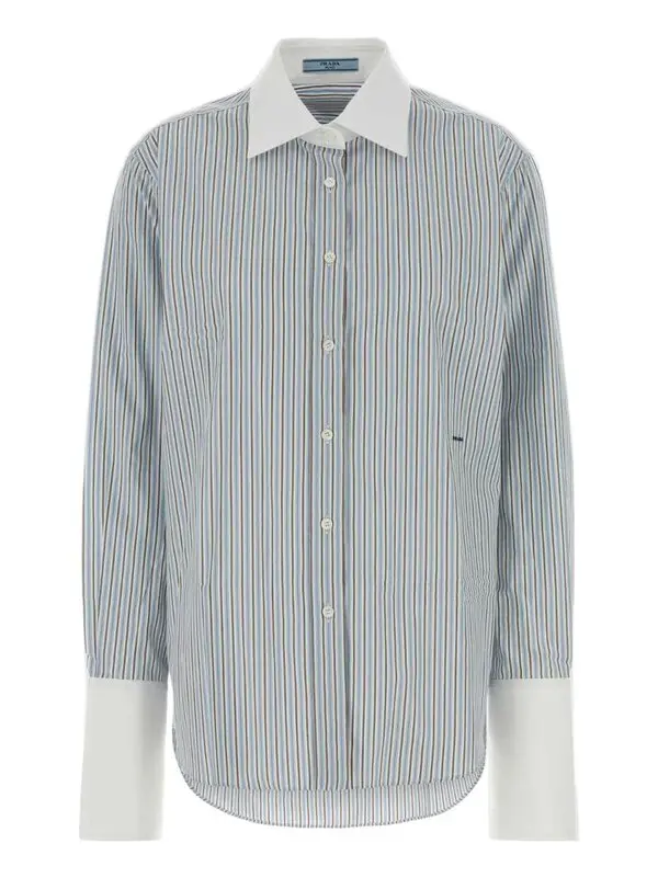 Prada Striped Cotton Shirt - Blue