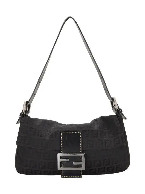 Fendi Zucchino Baguette Shoulder Bag - Black
