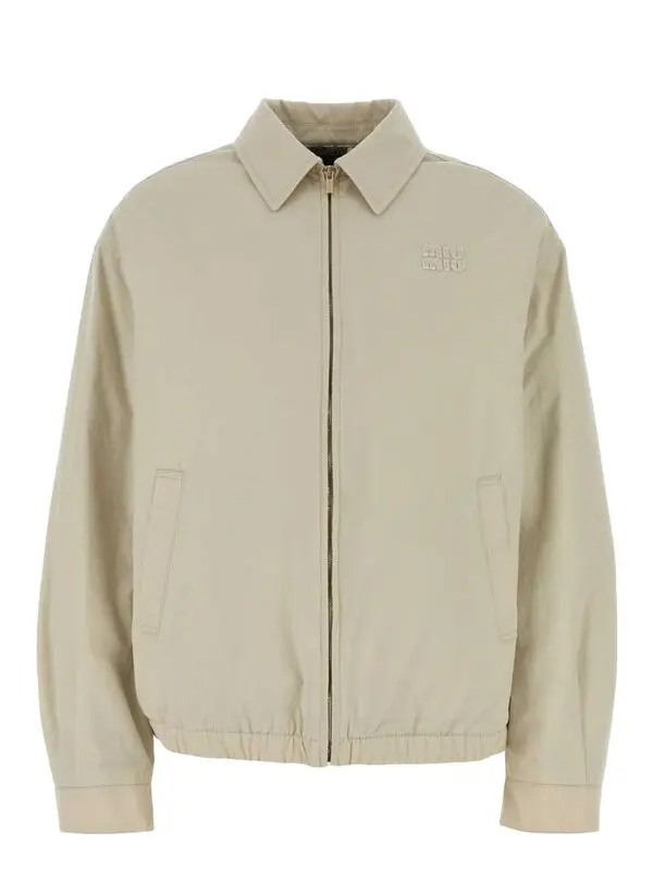 Miu Miu Zip-up Jacket With Classic Collar - Cream