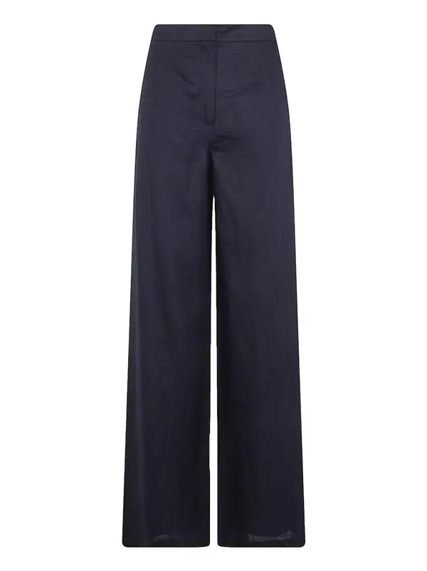 Max Mara Wide Leg Linen Trousers - Black