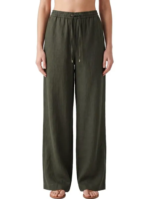 Max Mara Linen Palazzo Trousers - Green