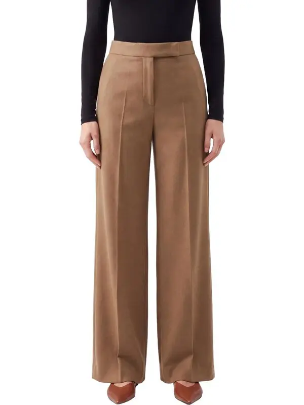 Max Mara Camel Wide Leg Tailored Pants - Brown